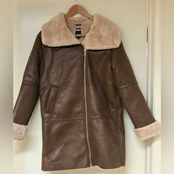 Zara | Jackets & Coats | Zara Trf Faux Leather Shearling Fur Mustang ...